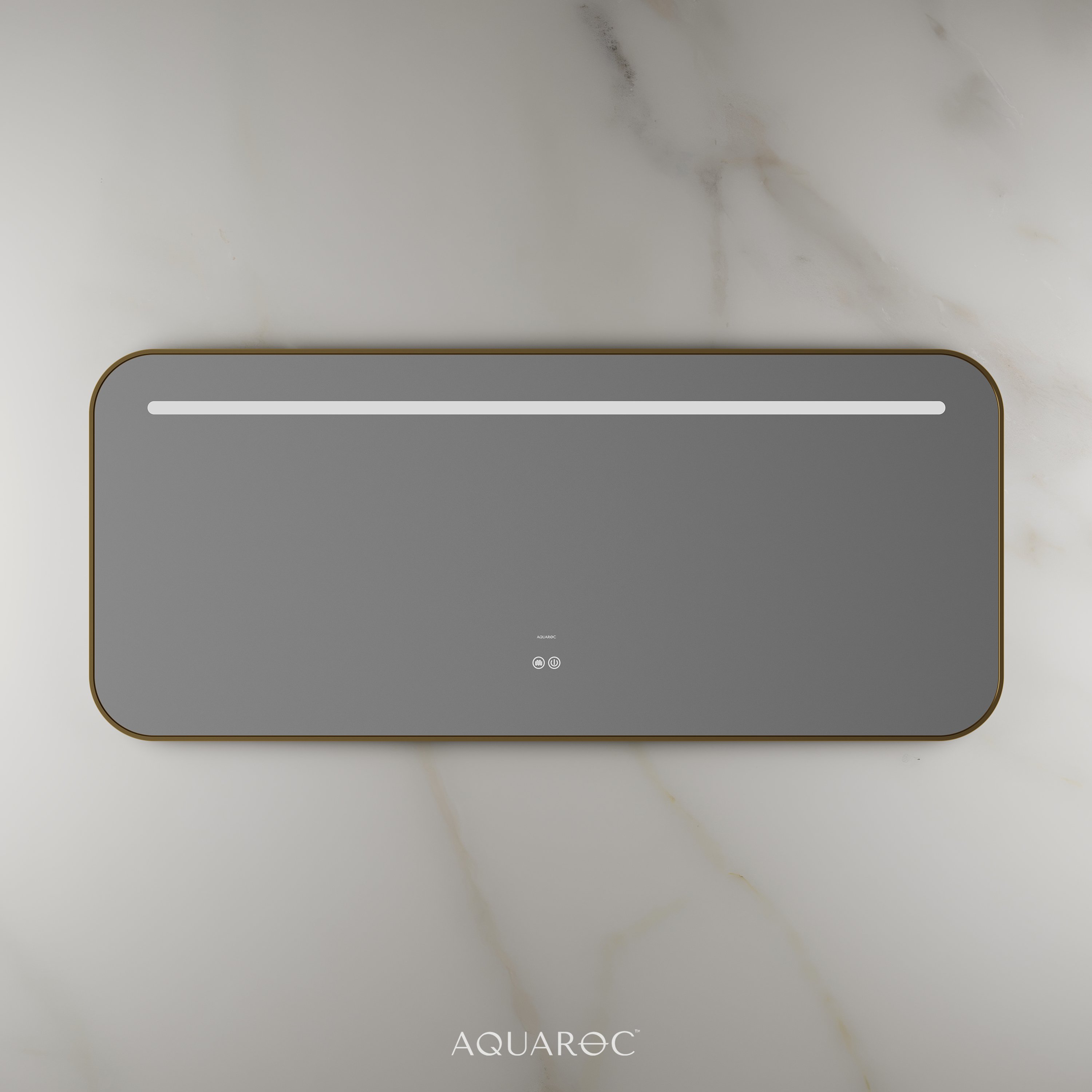 Lumiere Backlit & Demister Curved Mirror 1400mm Brushed Gold | Aquaroc