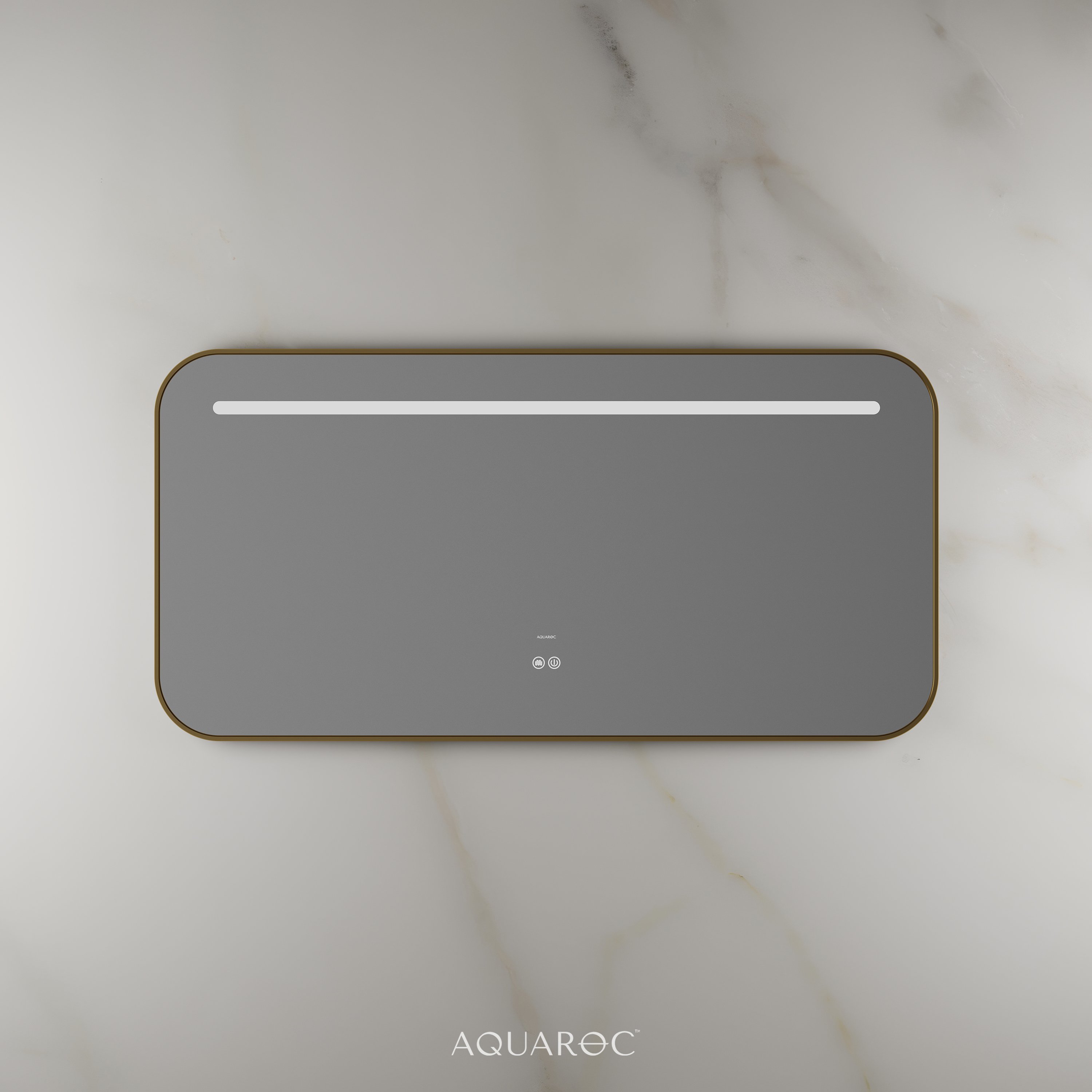 Lumiere Backlit & Demister Curved Mirror 1200mm Brushed Gold | Aquaroc
