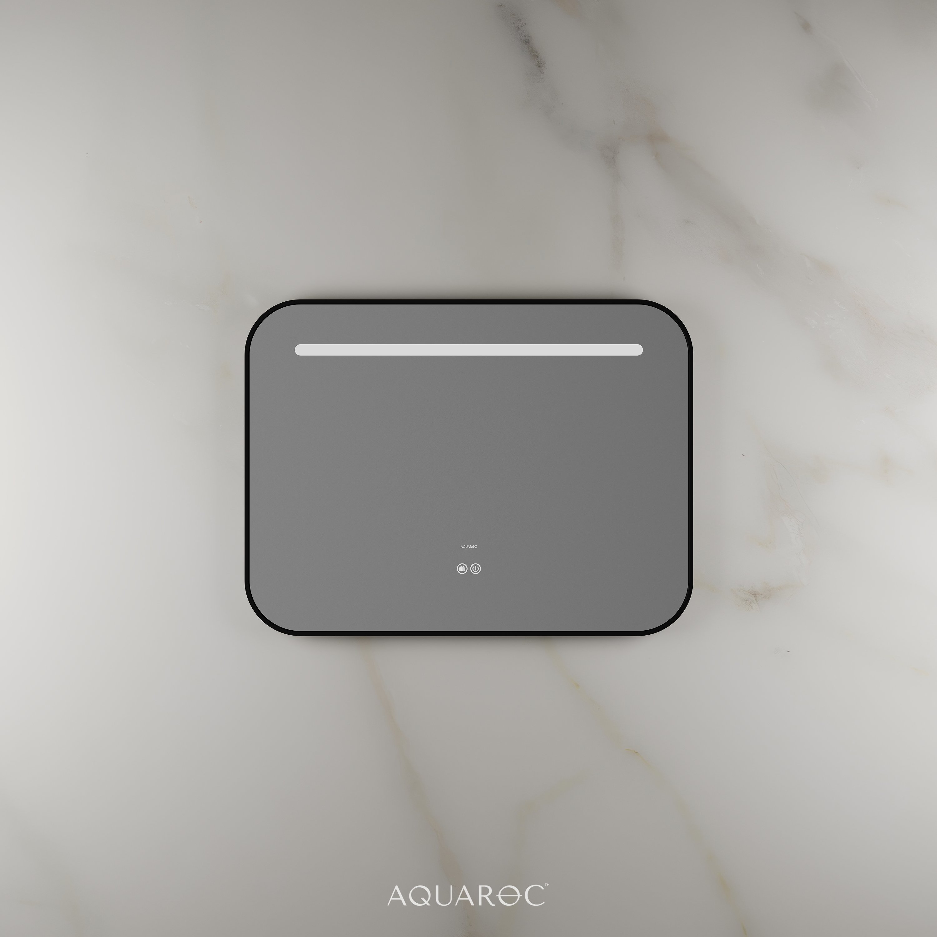 Lumiere Backlit & Demister Curved Mirror 800mm Matte Black | Aquaroc