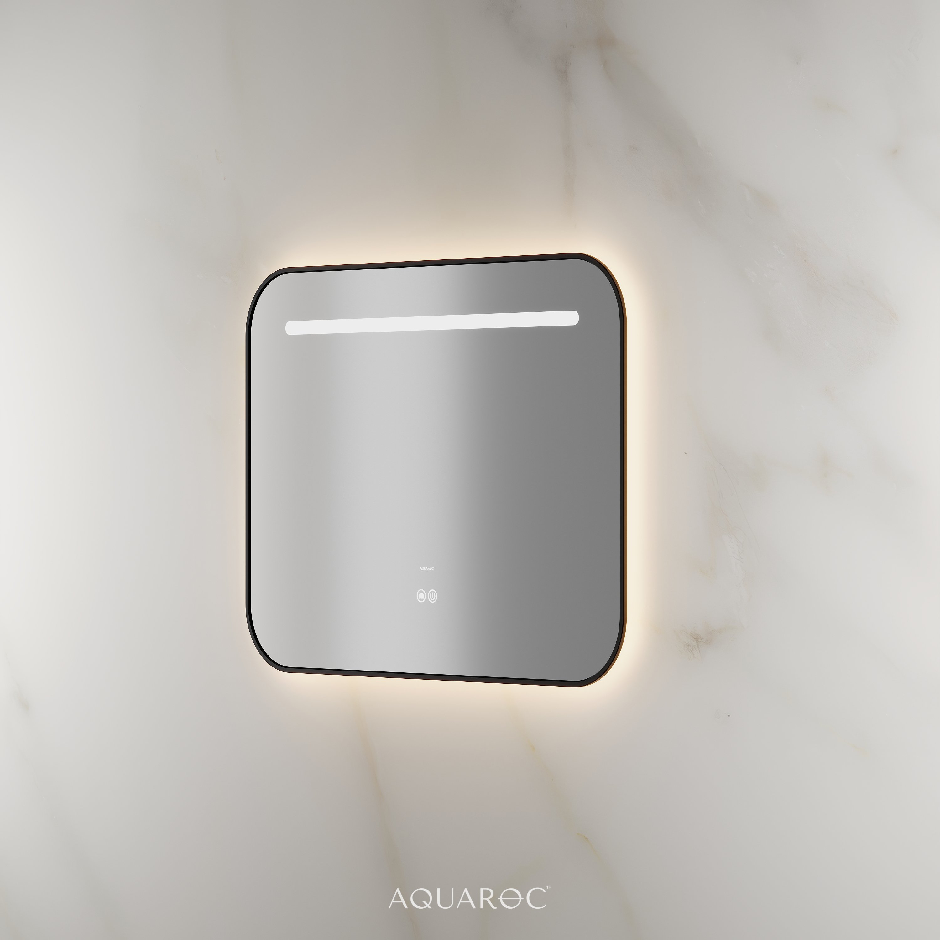 Lumiere Backlit & Demister Curved Mirror 800mm Matte Black | Aquaroc