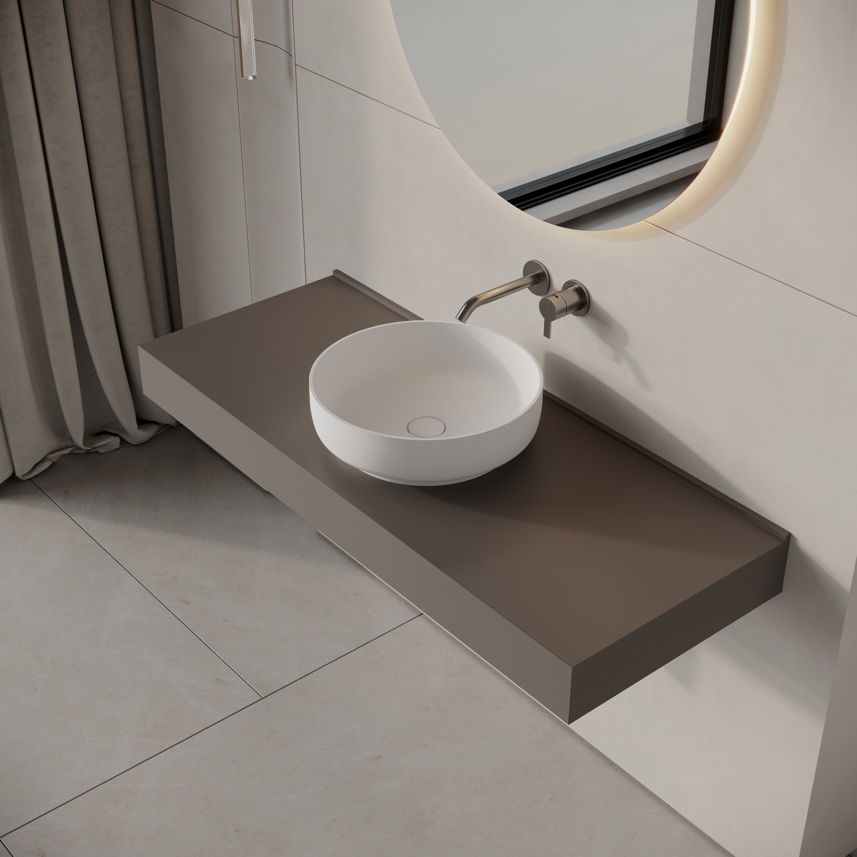 Soho Round Countertop Stone Basin 400mm | Aquaroc