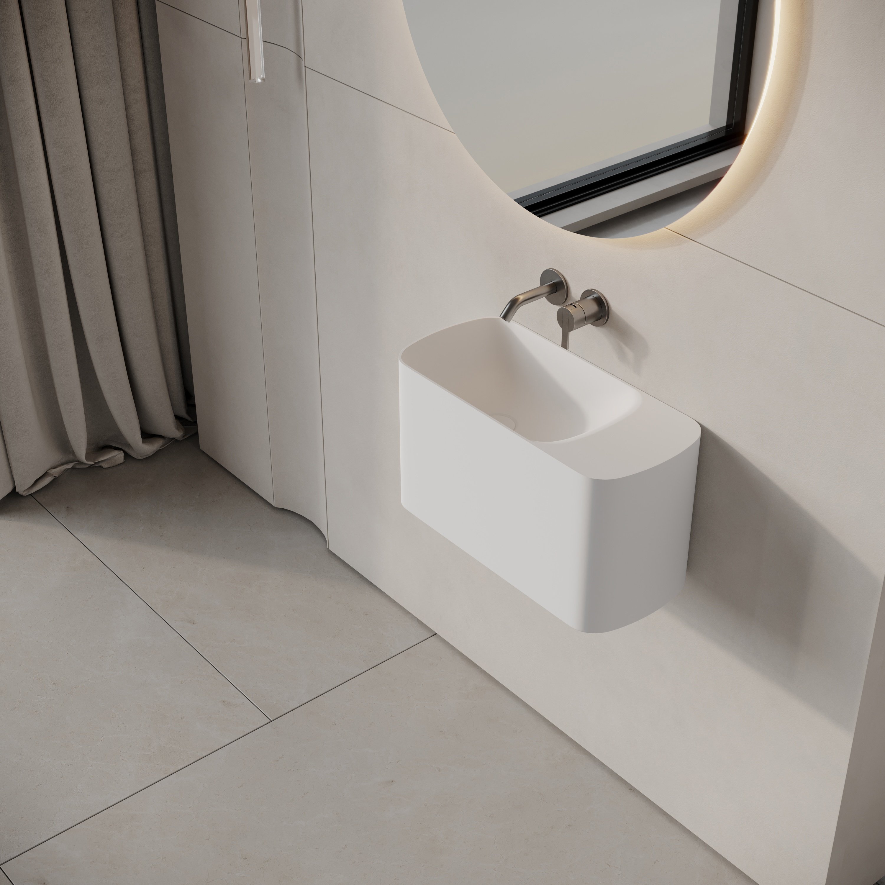 Hydro Wall Hung Stone Basin 550mm | Aquaroc