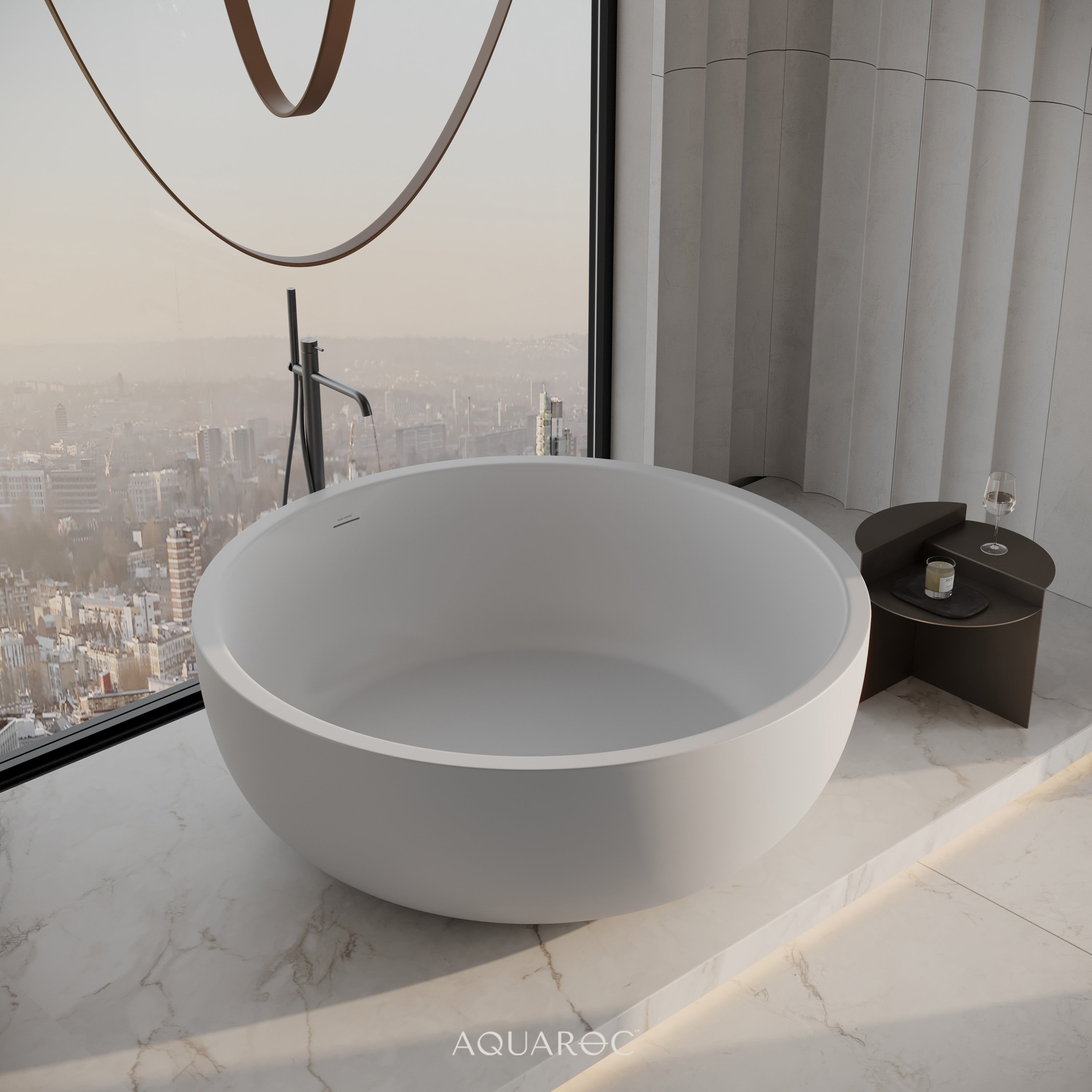 Circolo Freestanding Round Stone Bath 1350mm | Aquaroc