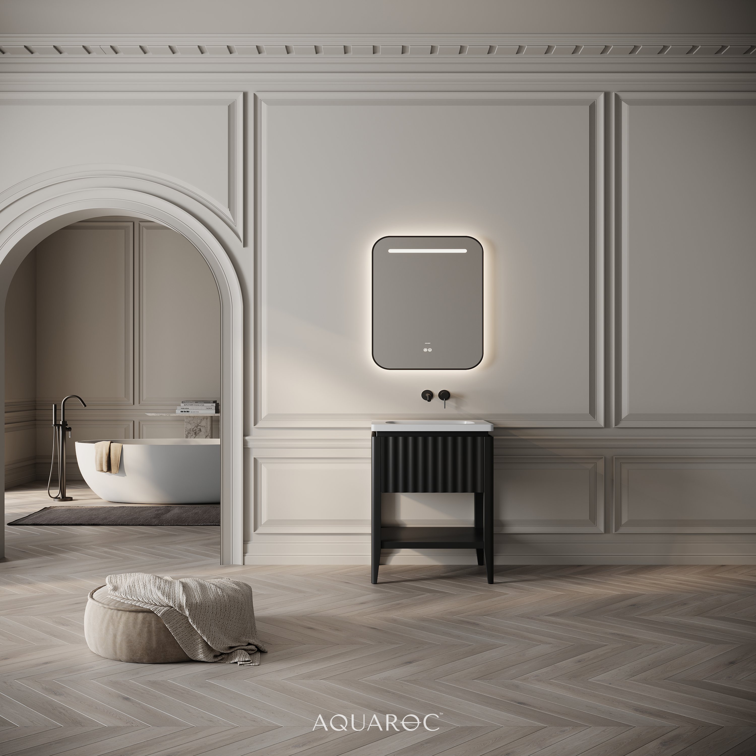 Kensington Vanity Unit & Stone Basin 600mm Matte Black | Aquaroc