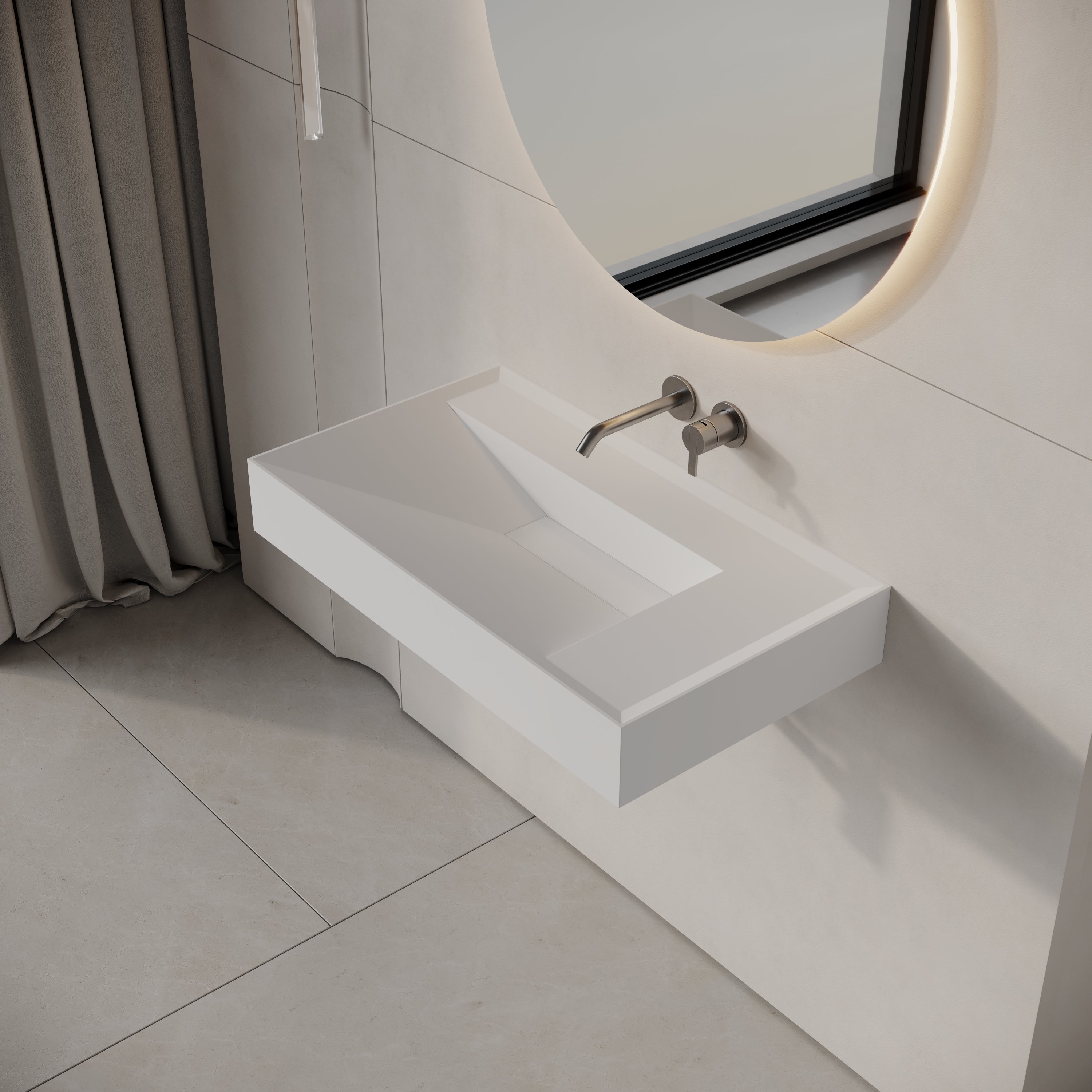 Aura Wall Hung Stone Basin 800mm | Aquaroc