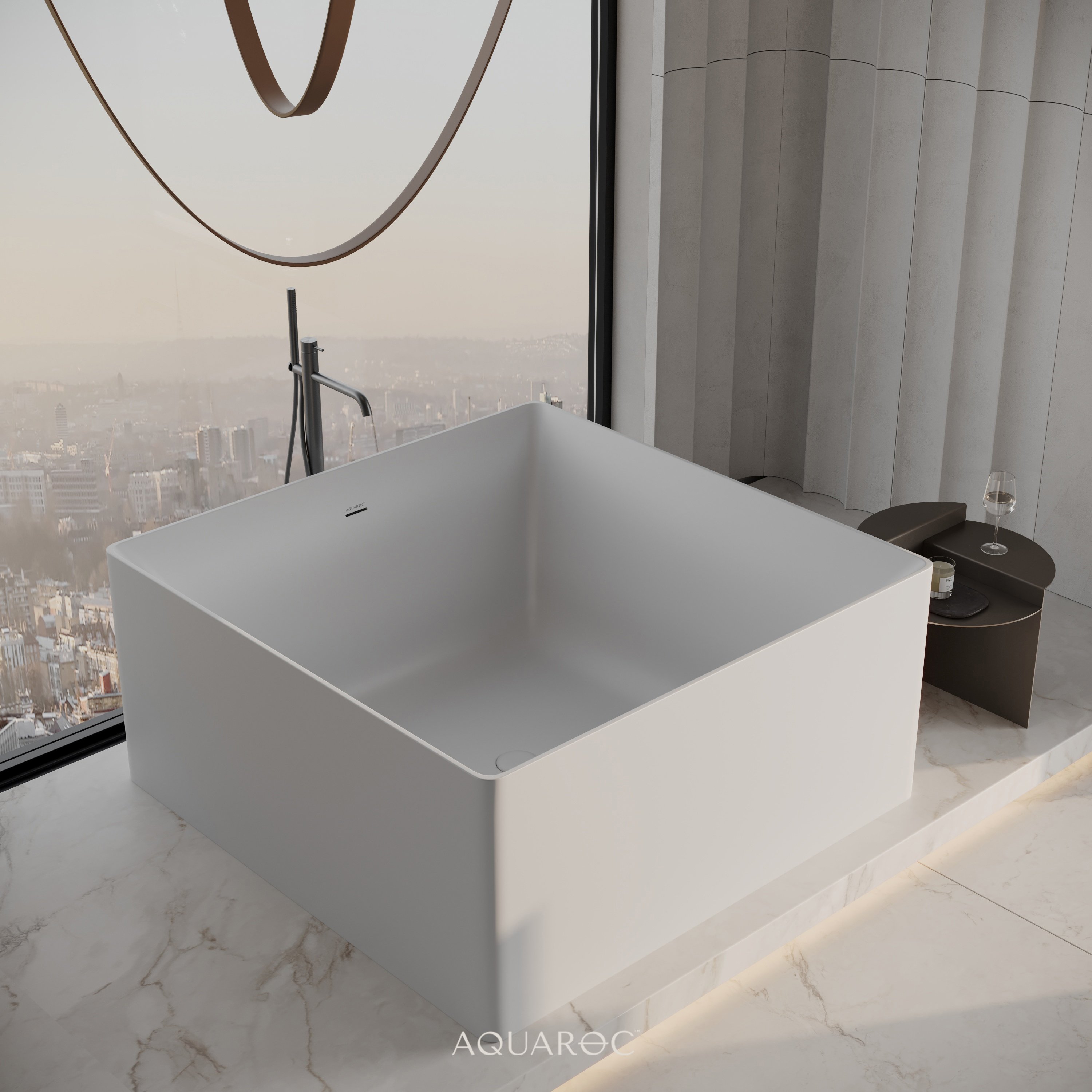 Firenze Freestanding Square Stone Bath 1200mm | Aquaroc