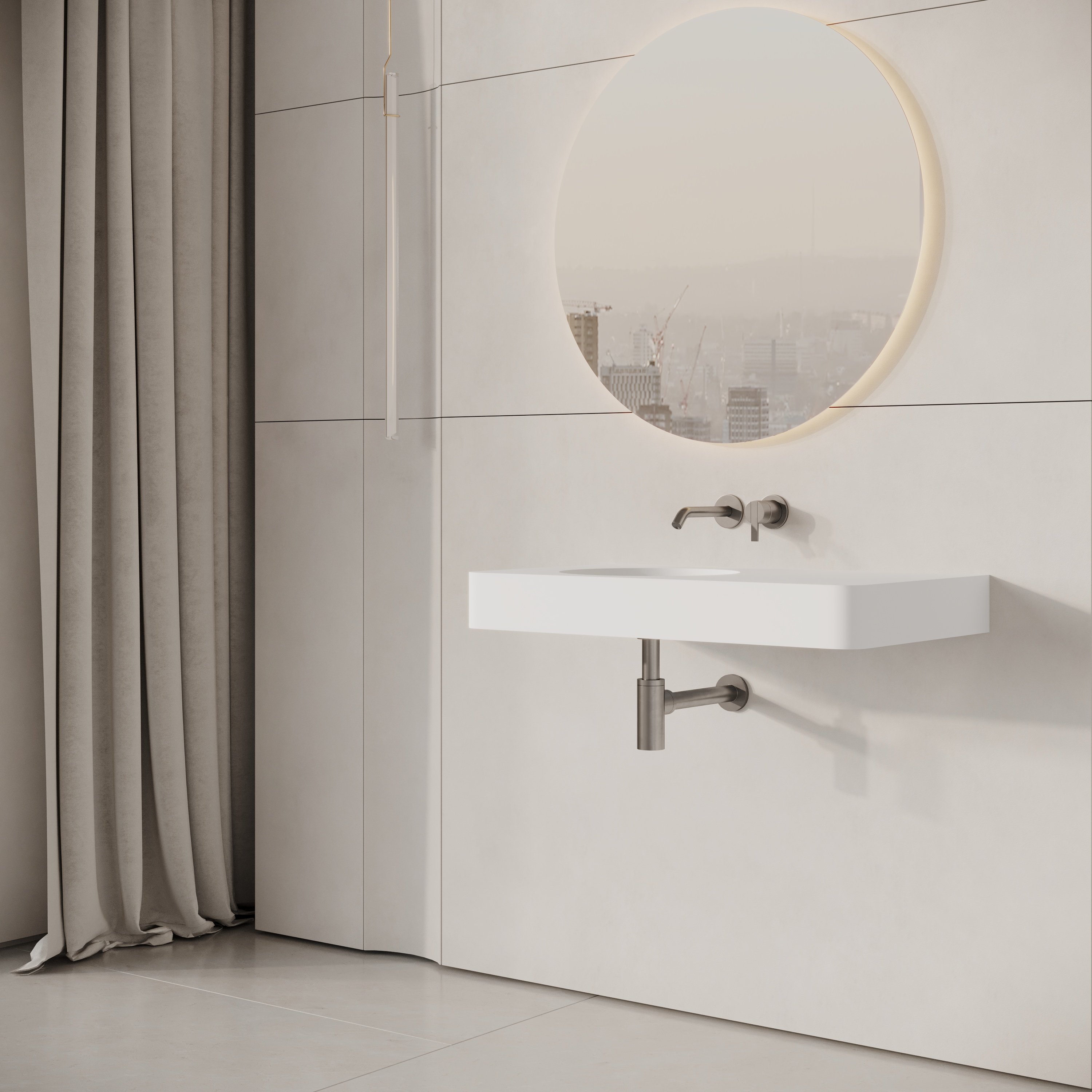 Orbit Wall Hung Stone Basin 800mm | Aquaroc