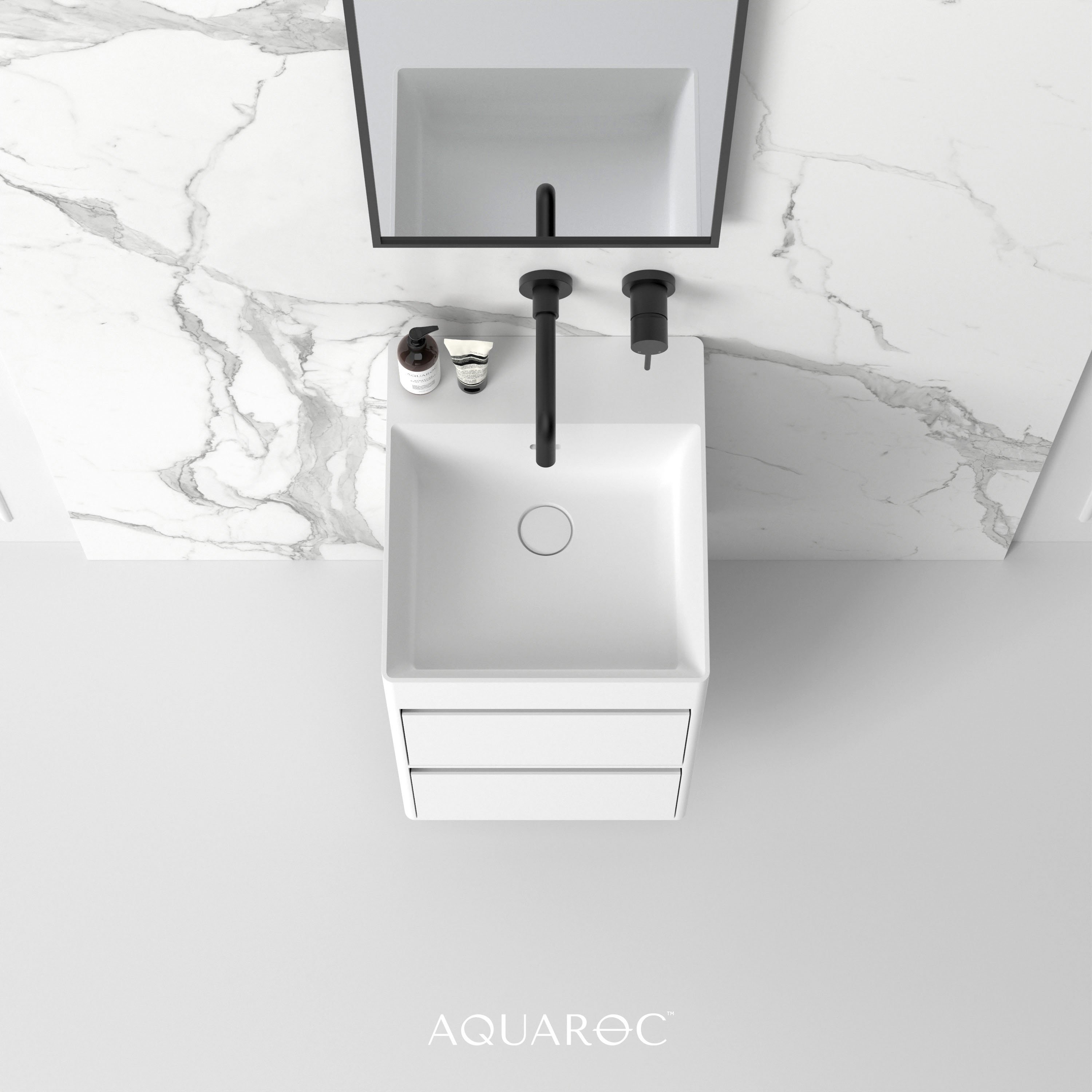 Monza Double Drawer Stone Vanity Unit 400mm | Aquaroc