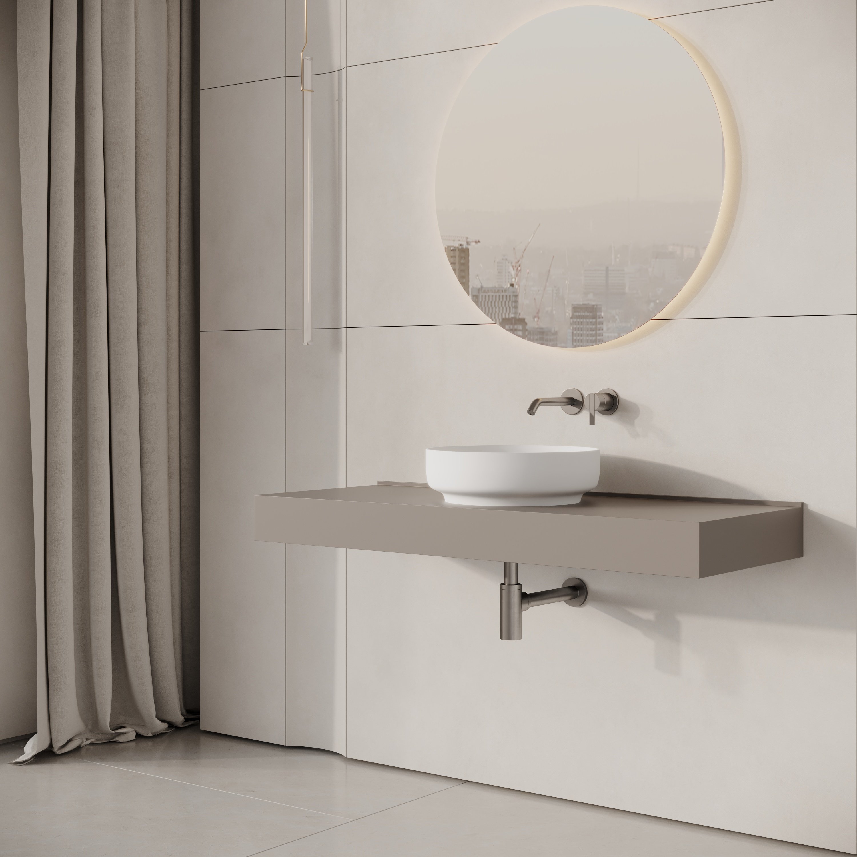 Soho Round Countertop Stone Basin 400mm | Aquaroc