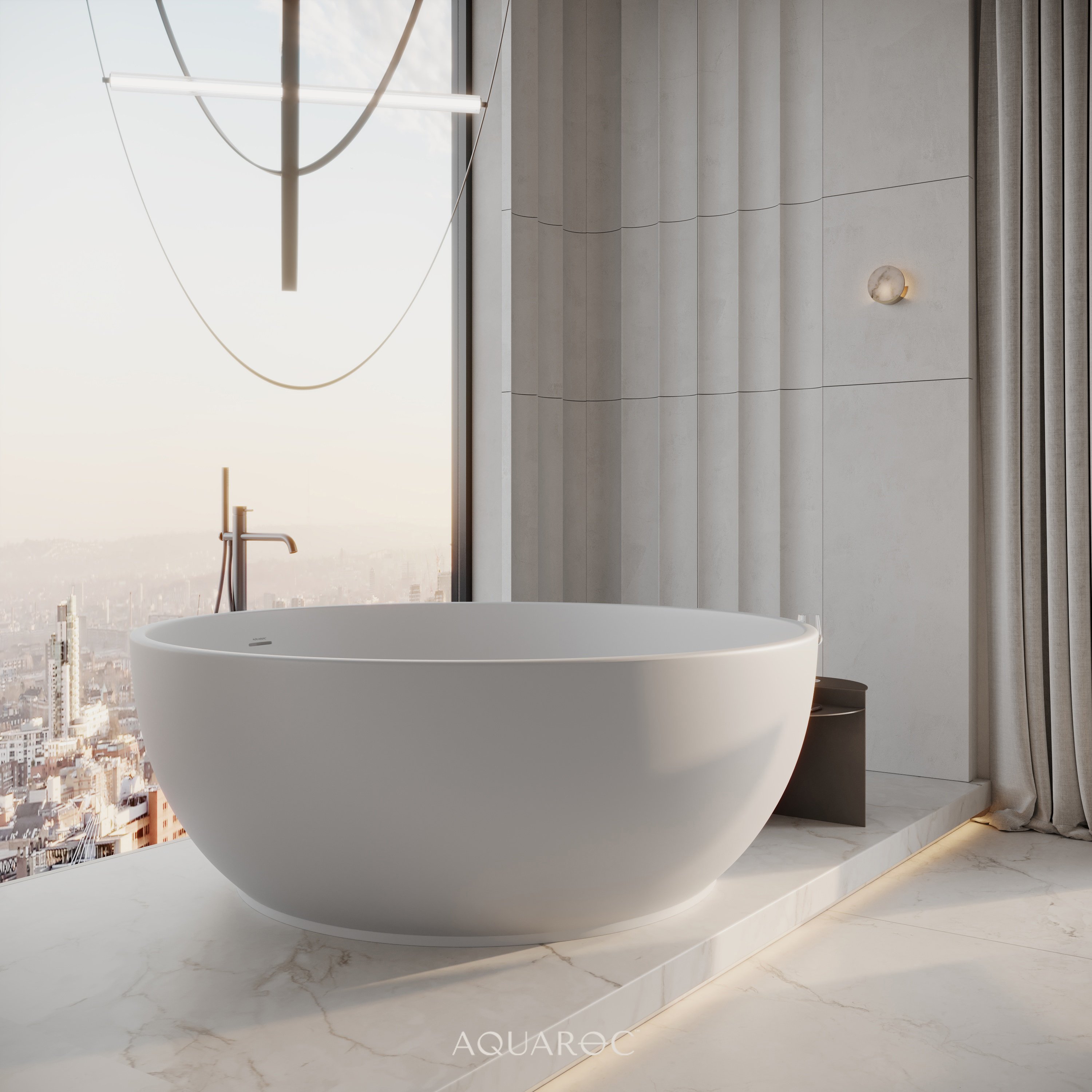 Olympia Freestanding Round Stone Bath 1500mm | Aquaroc