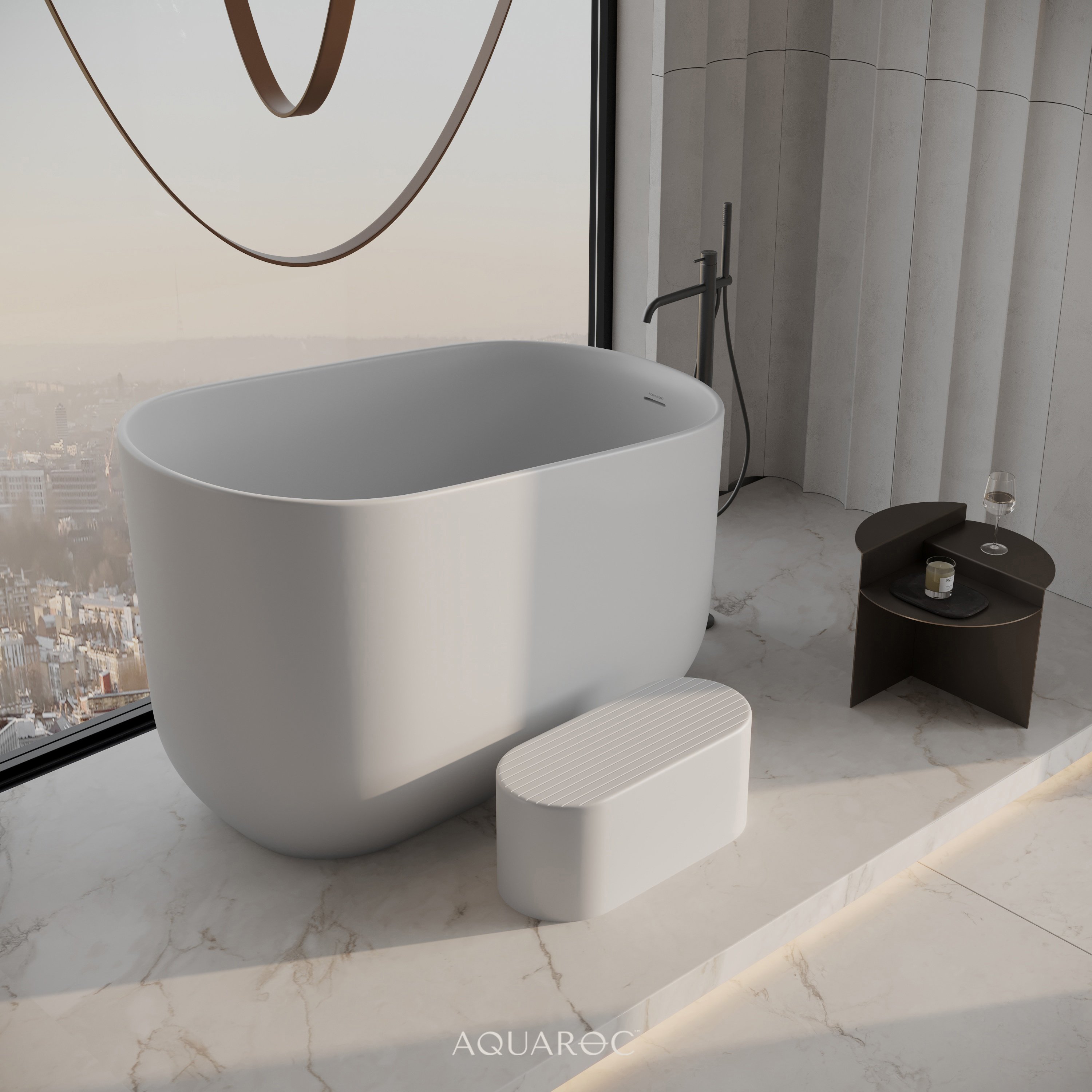 Soak Freestanding Japanese Soaking Stone Bath 1350mm | Aquaroc