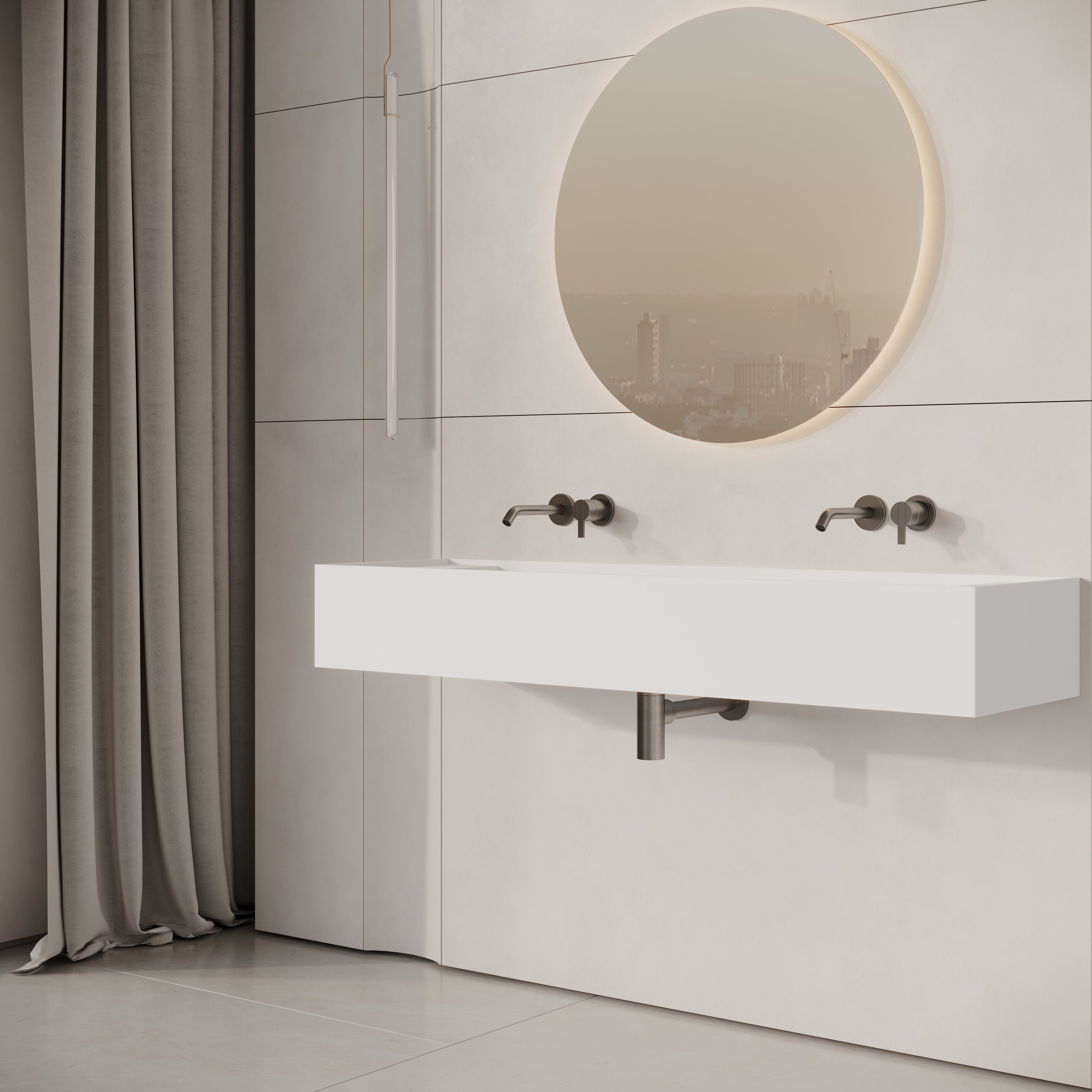 Ultra Wall Hung Double Stone Basin 1400mm | Aquaroc