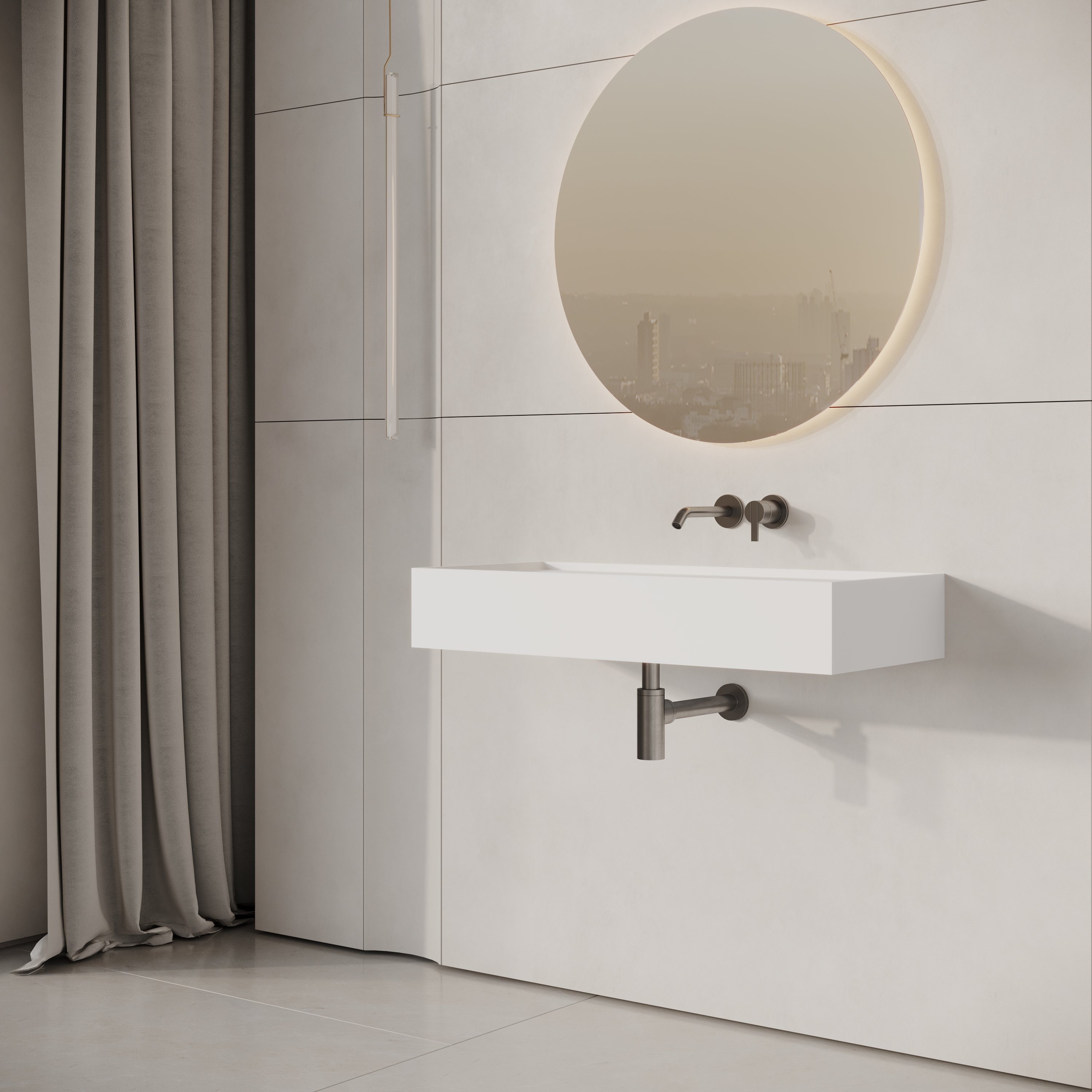 Neo Wall Hung Stone Basin 900mm | Aquaroc