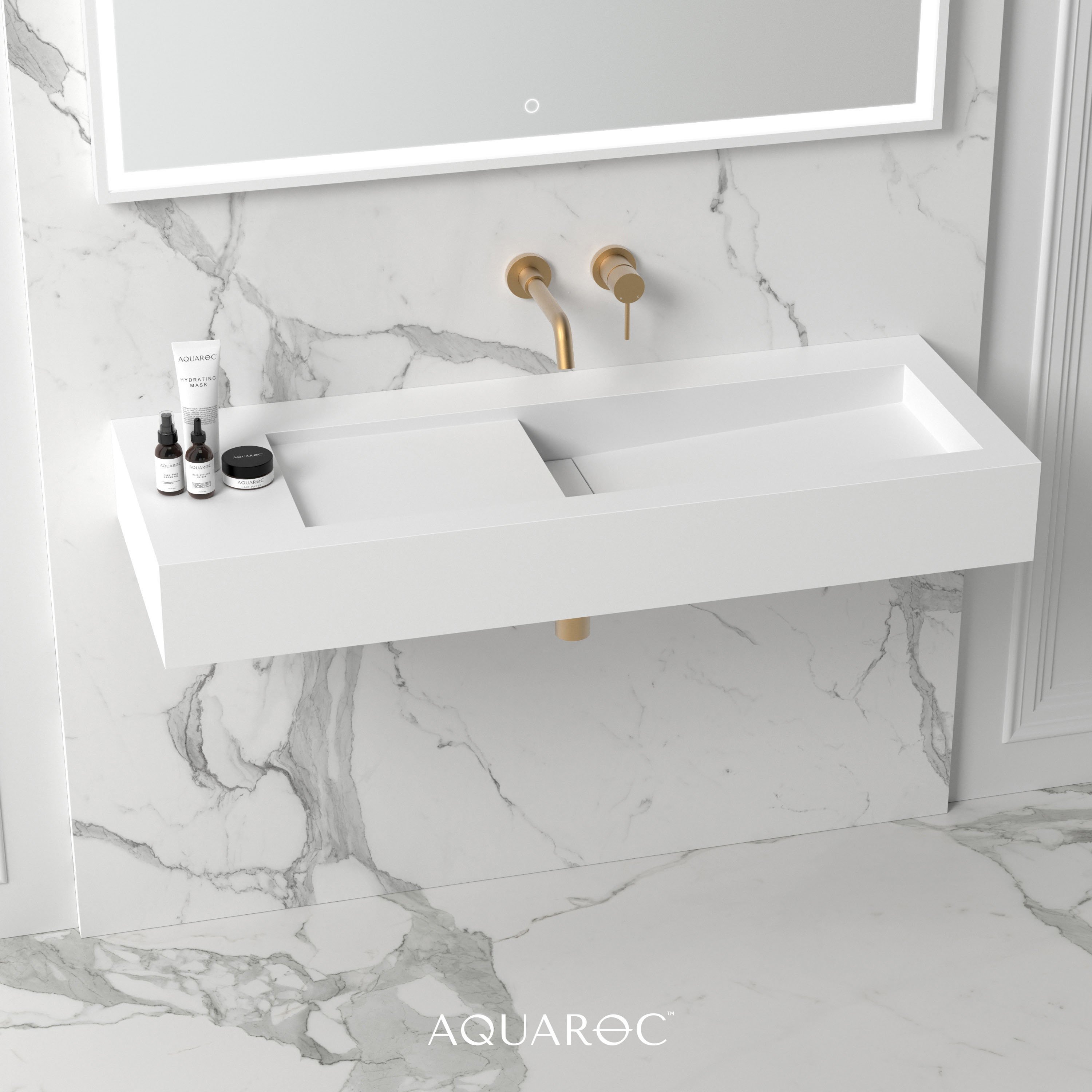 Soleil Wall Hung Stone Basin 1200mm | Aquaroc