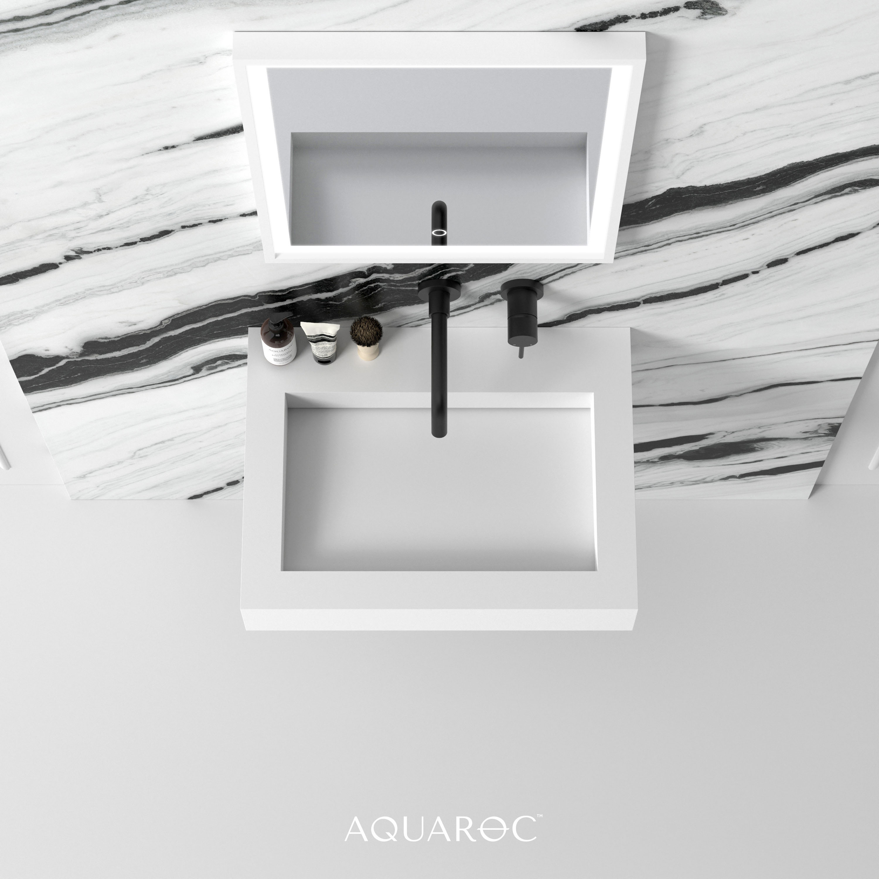 Fiora Wall Hung Stone Basin 600mm | Aquaroc