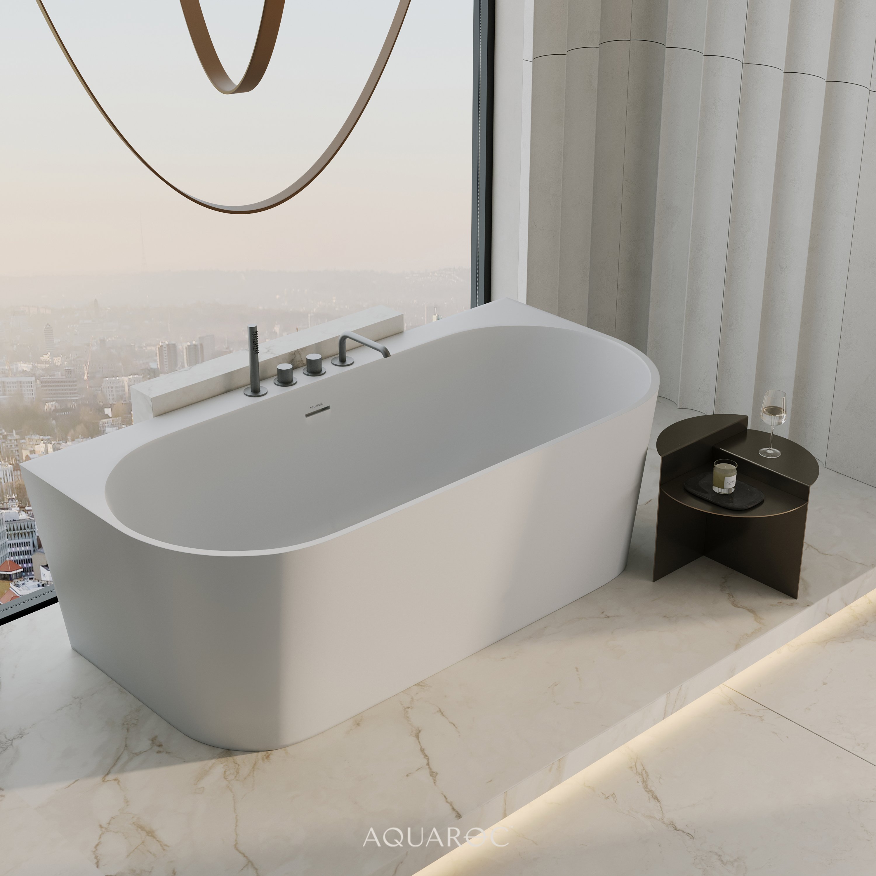 Pandora Back To Wall Freestanding Stone Bath 1650mm | Aquaroc