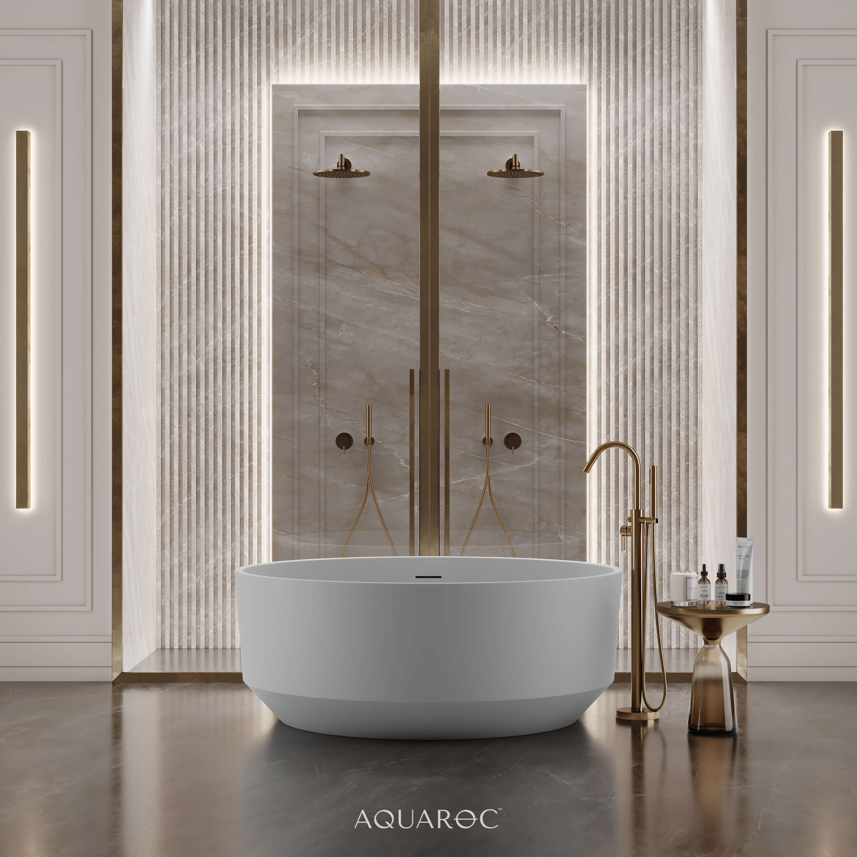 Bellagio Freestanding Round Stone Bath 1350mm | Aquaroc