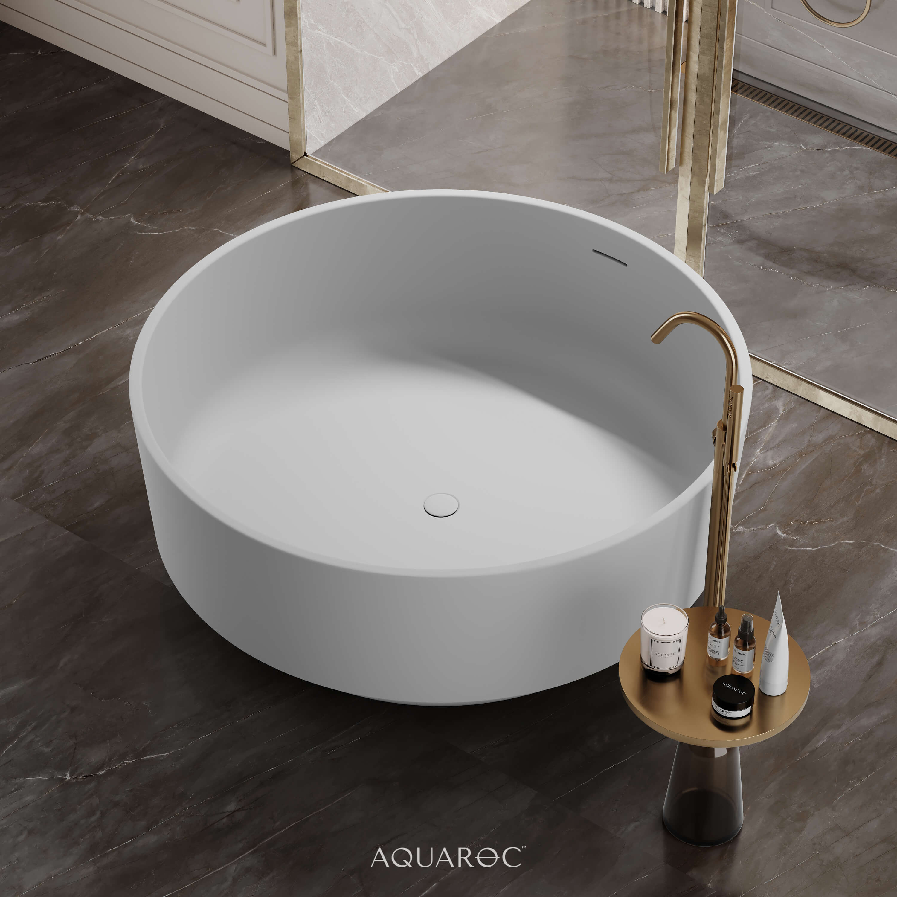 Bellagio Freestanding Round Stone Bath 1350mm | Aquaroc