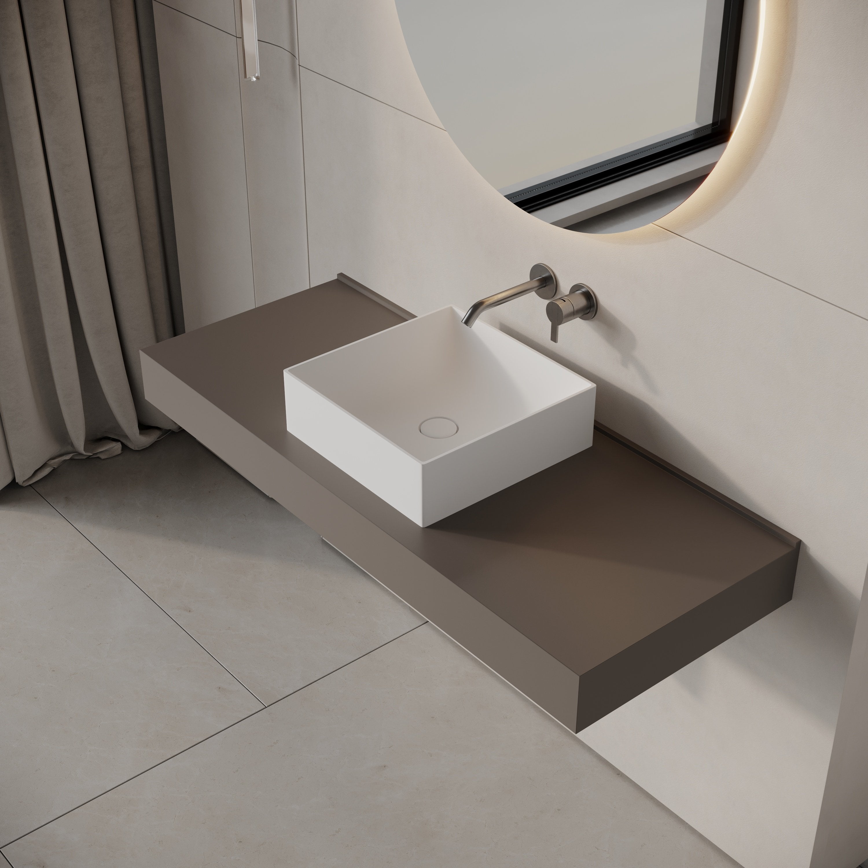 Arcadia Countertop Stone Basin 380mm | Aquaroc