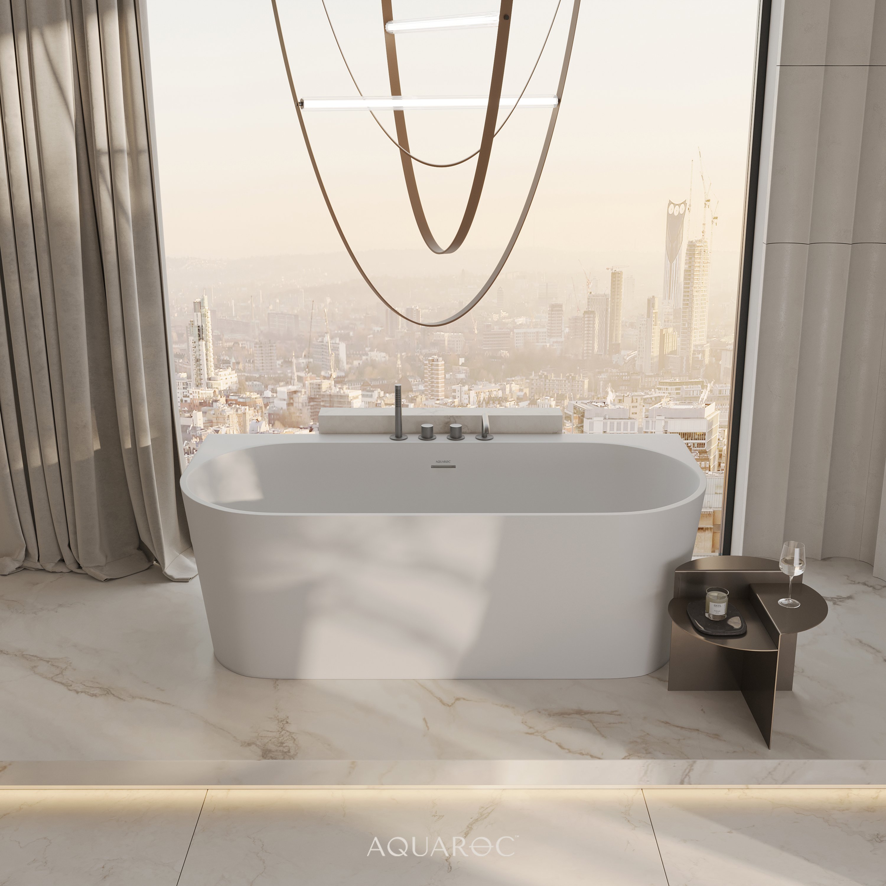 Pandora Back To Wall Freestanding Stone Bath 1650mm | Aquaroc
