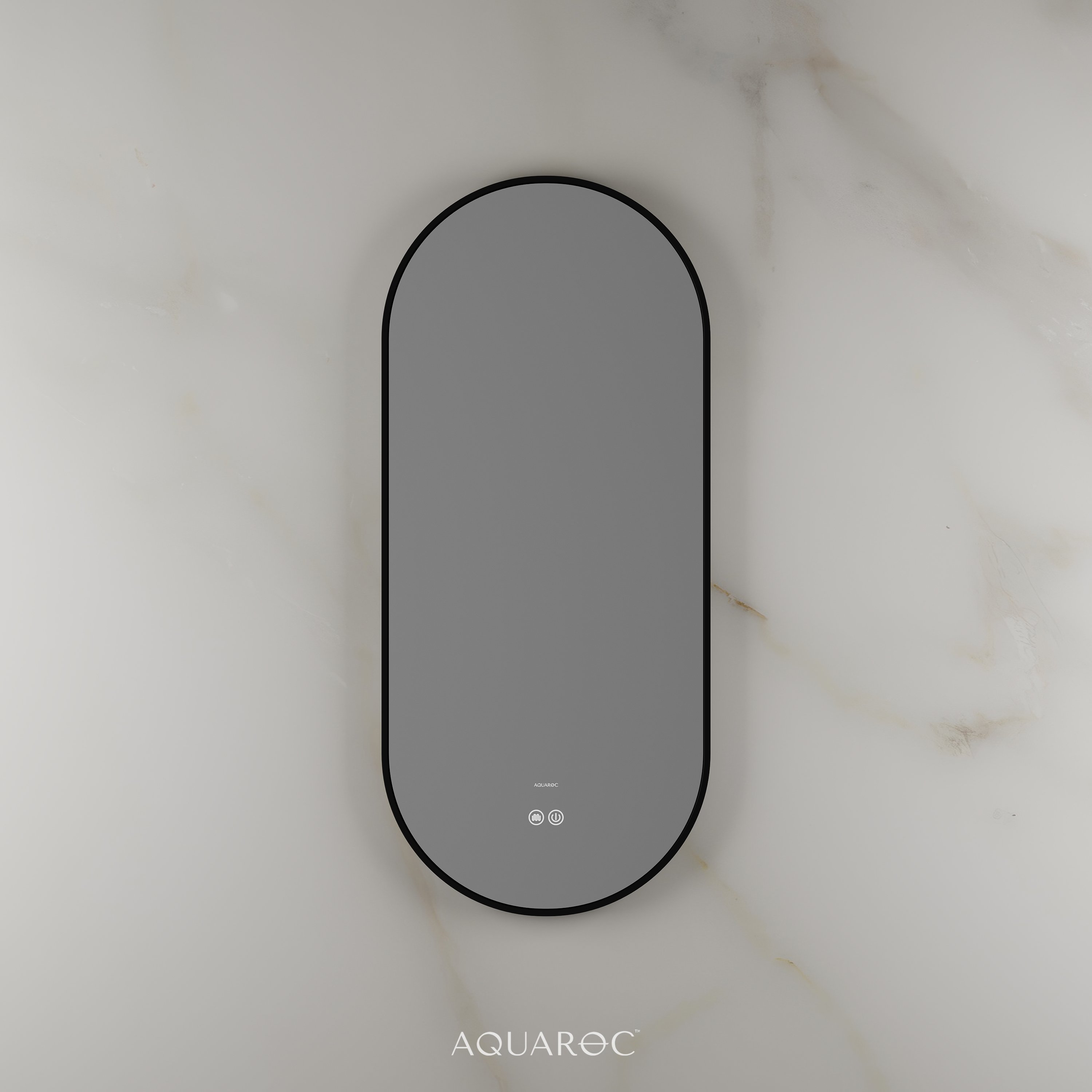 Lumiere Backlit & Demister Mirror 400mm Matte Black | Aquaroc