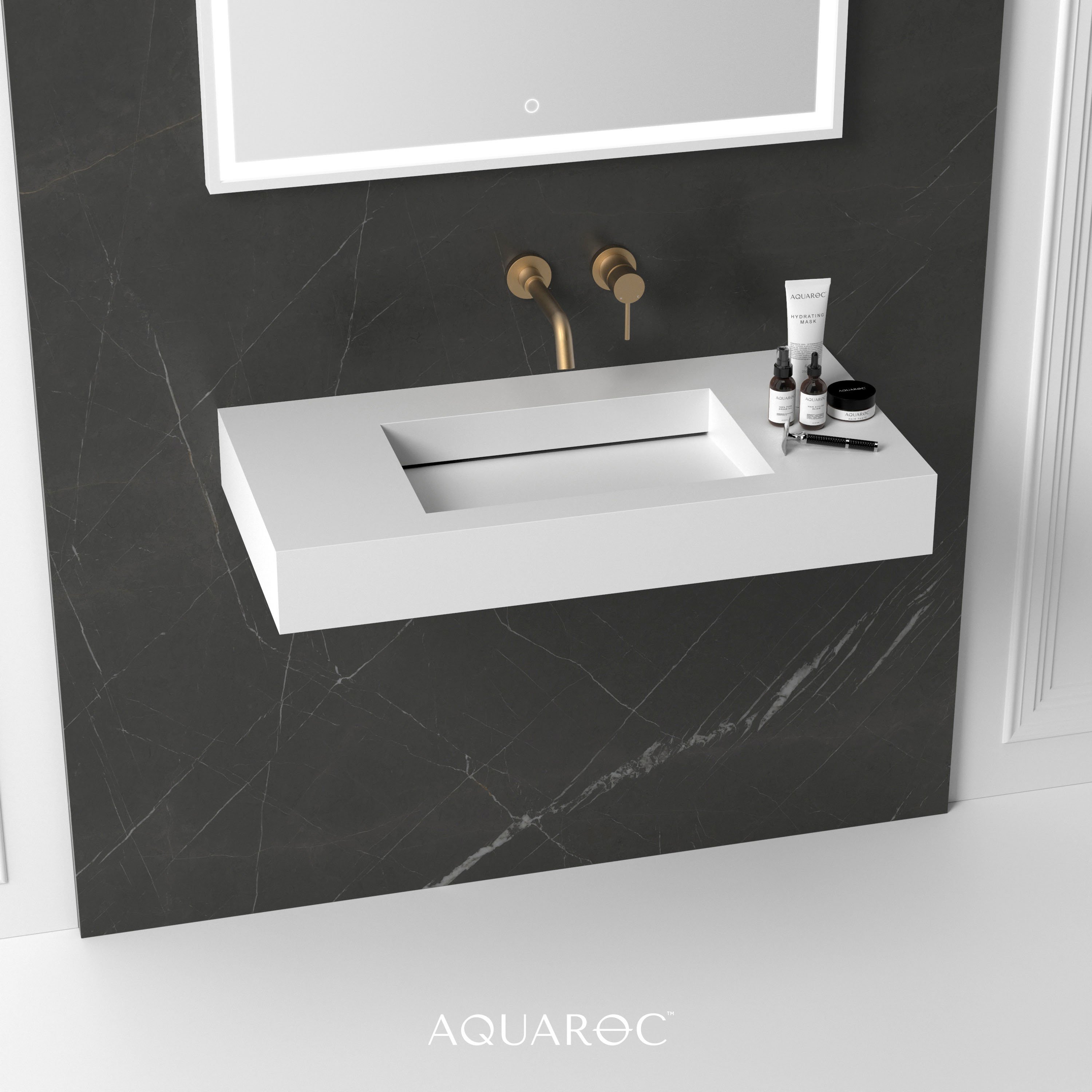 Fiora Wall Hung Stone Basin 900mm | Aquaroc