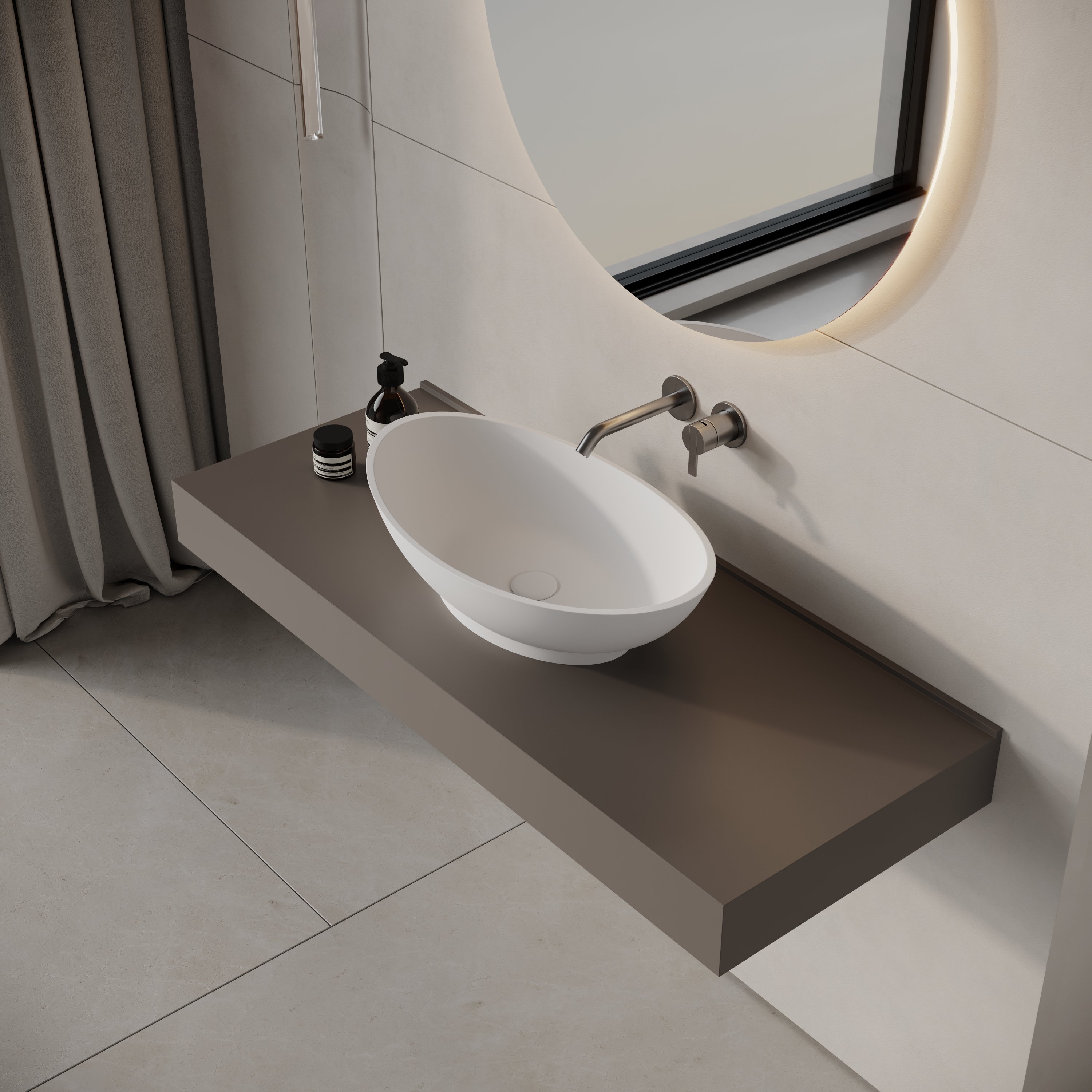 Paradiso Countertop Stone Basin 600mm | Aquaroc