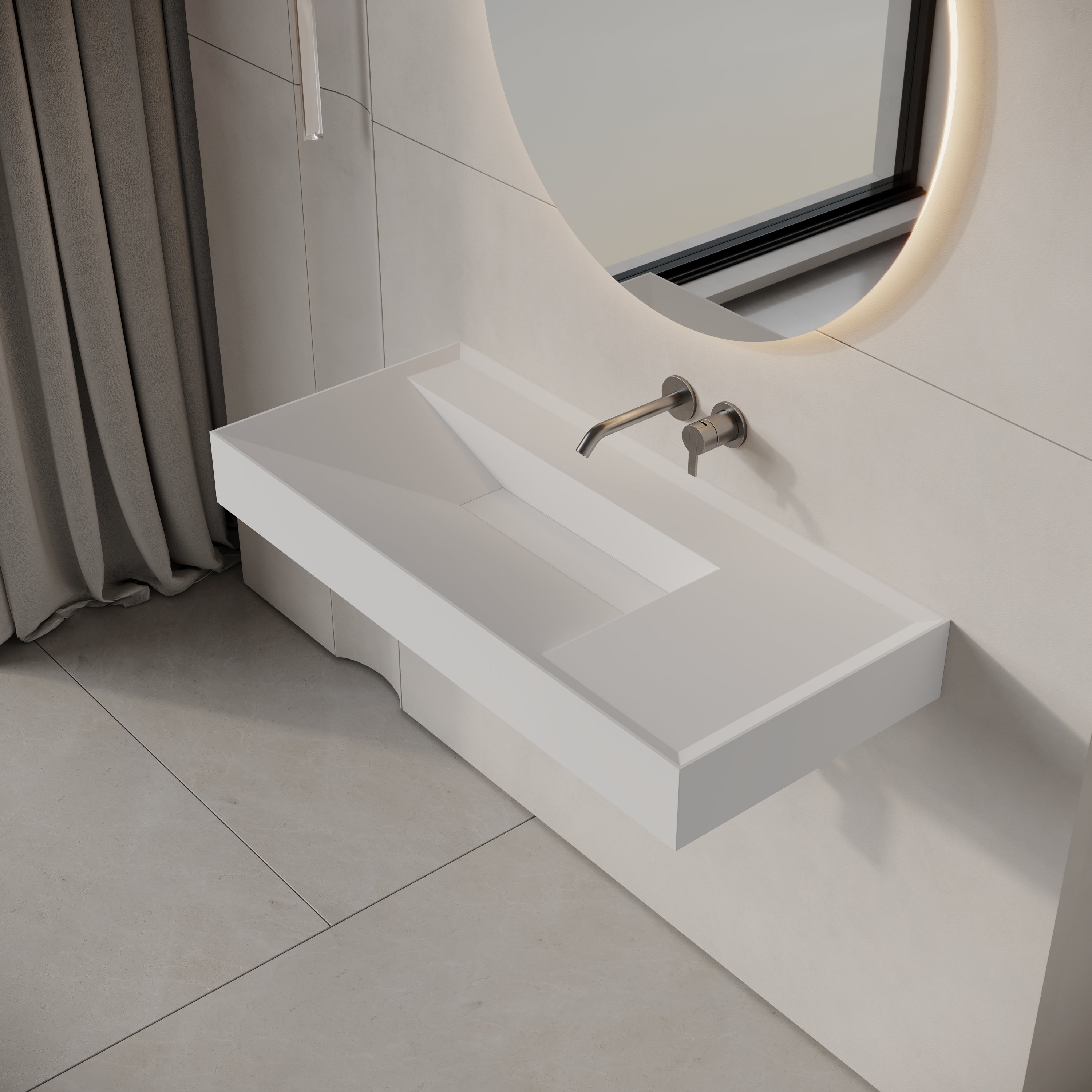 Aura Wall Hung Stone Basin 1000mm | Aquaroc