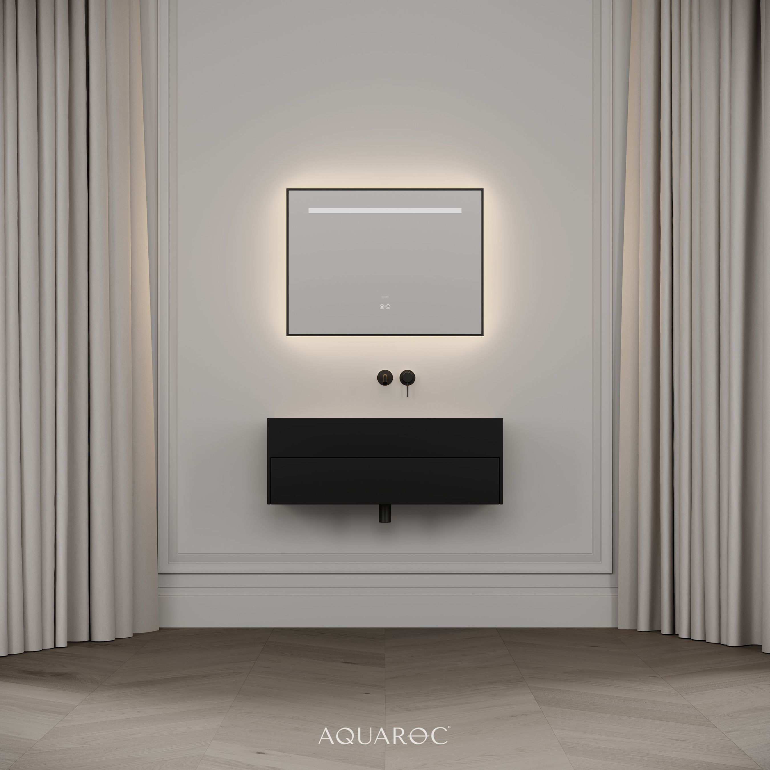 Nero Matte Black Stone Vanity Unit 900mm | Aquaroc