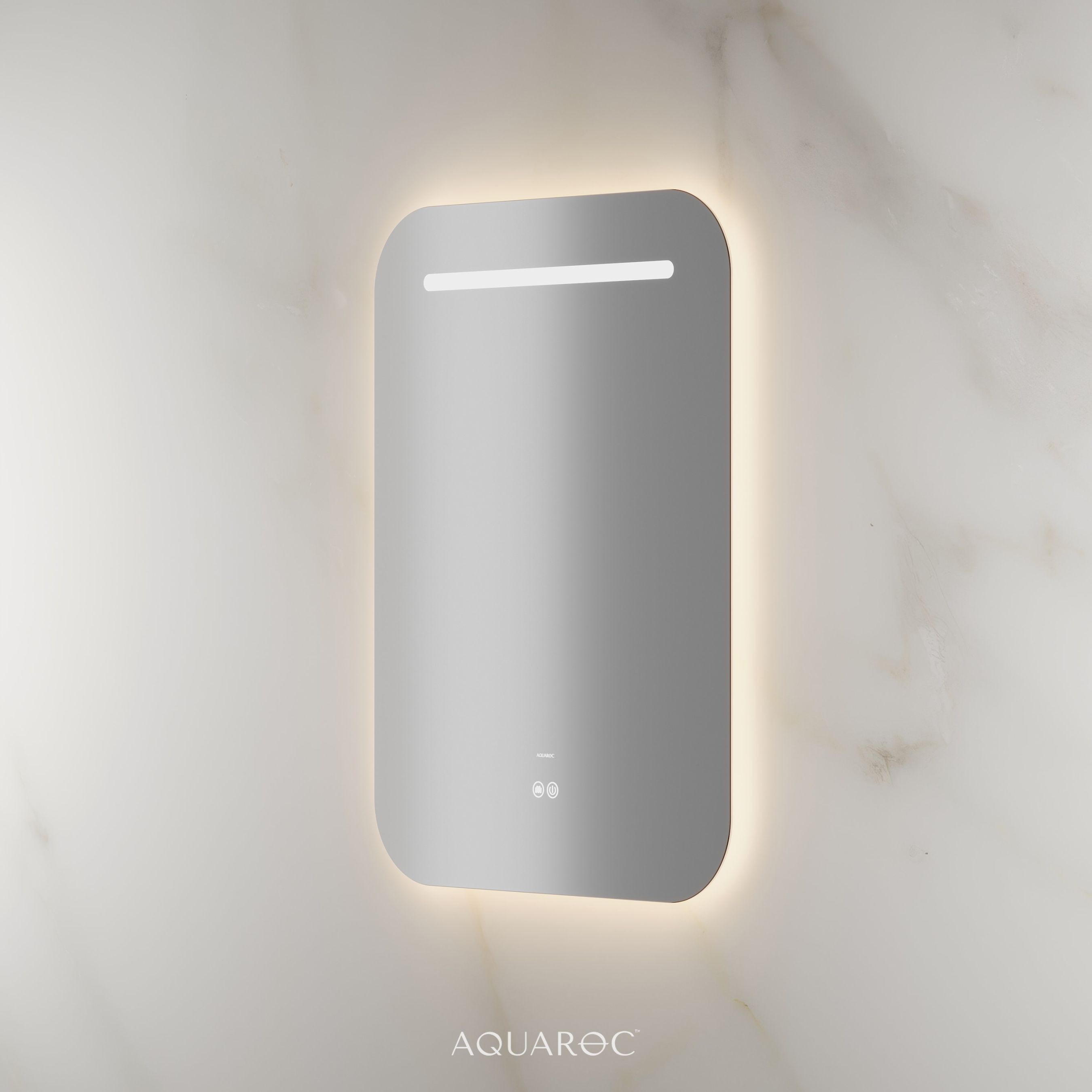 Lumiere Backlit & Demister Curved Mirror 600mm Frameless | Aquaroc