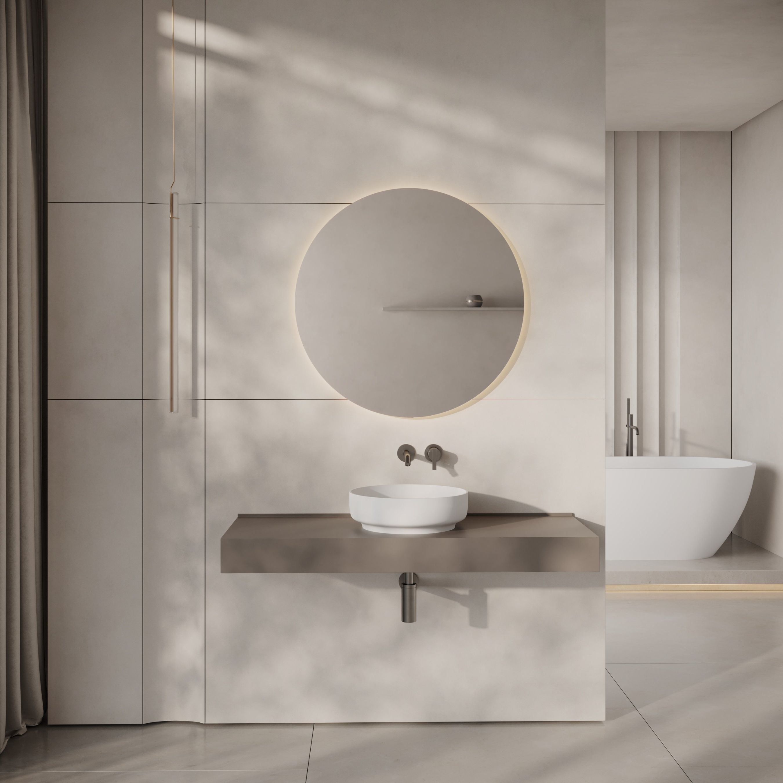 Soho Round Countertop Stone Basin 400mm | Aquaroc