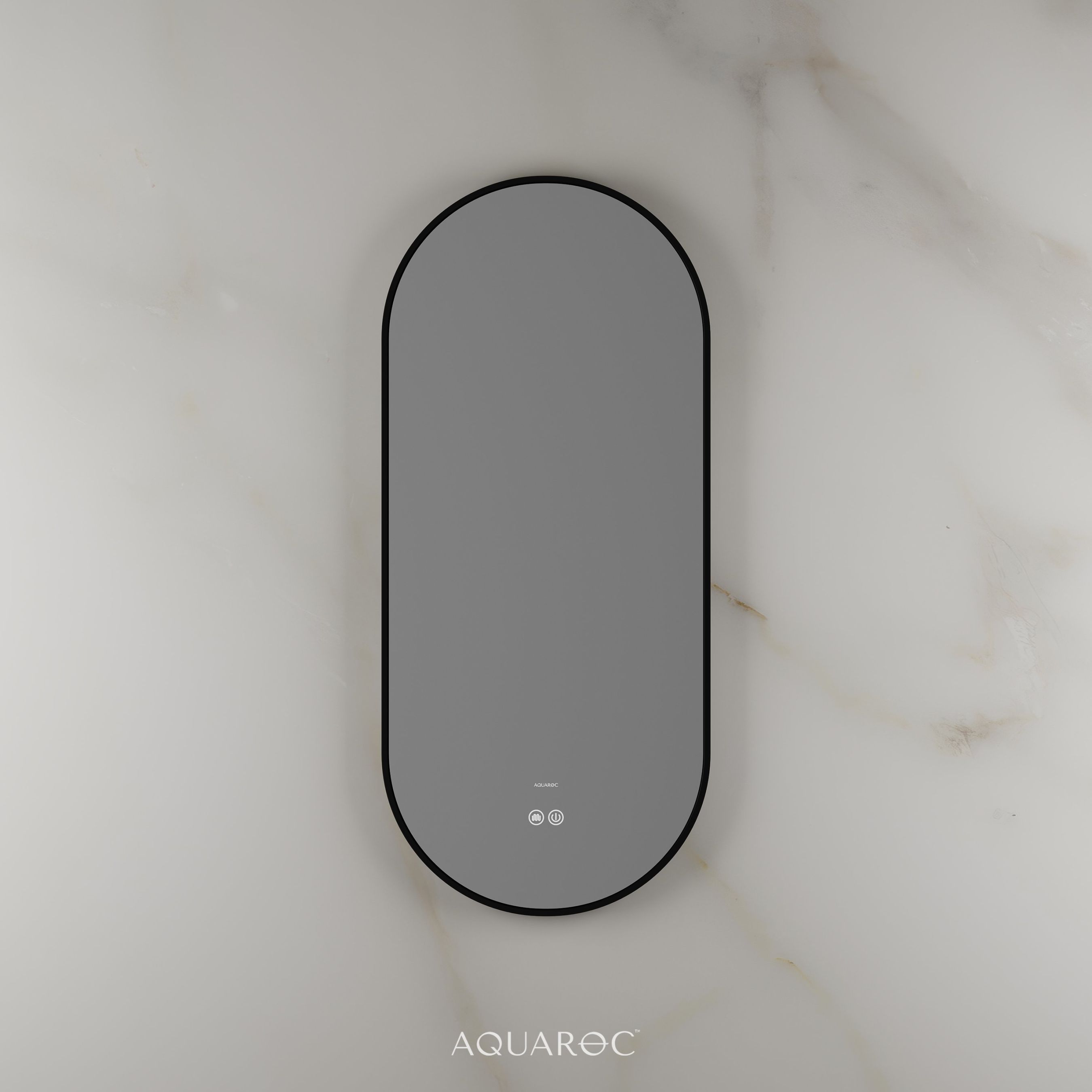 Lumiere Backlit & Demister Mirror 400mm Matte Black | Aquaroc