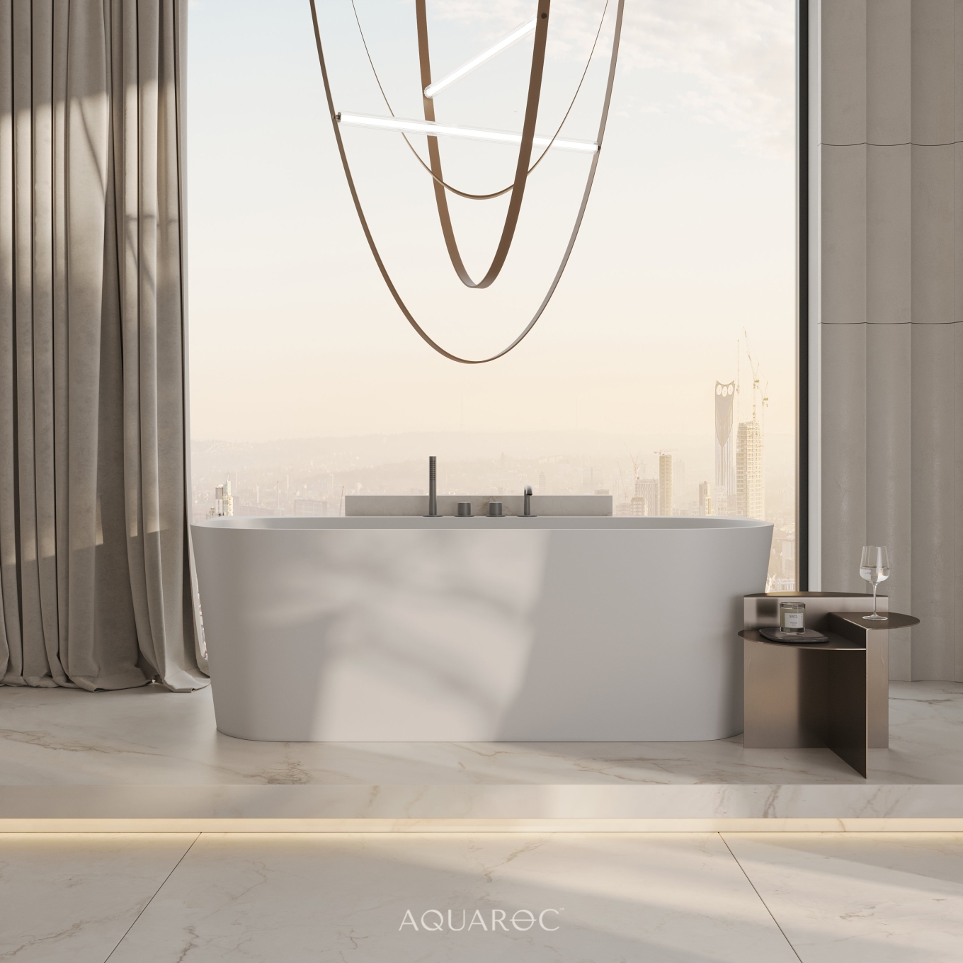 Pandora Back To Wall Freestanding Stone Bath 1650mm | Aquaroc