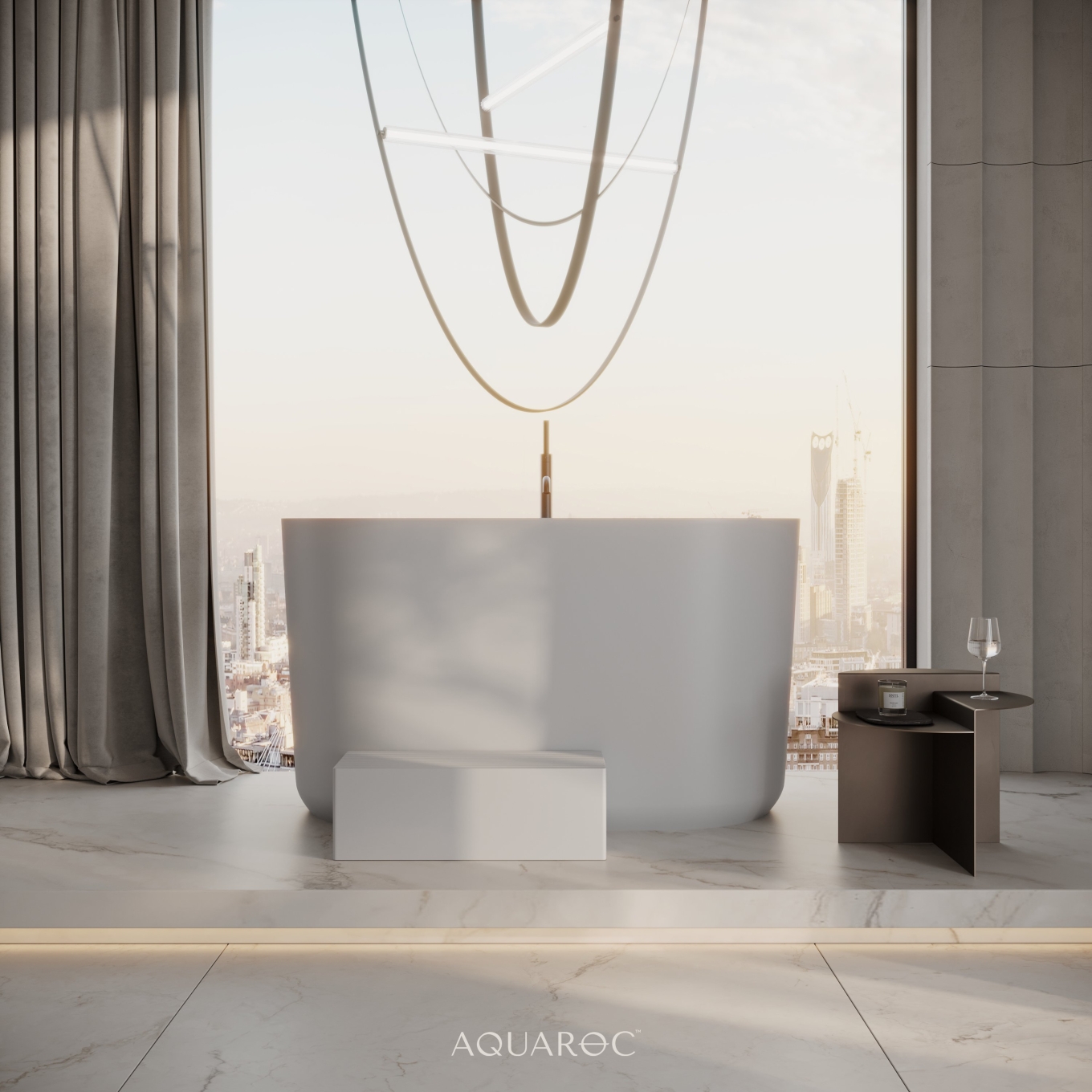 Buddha Freestanding Japanese Soaking Stone Bath 1350mm | Aquaroc
